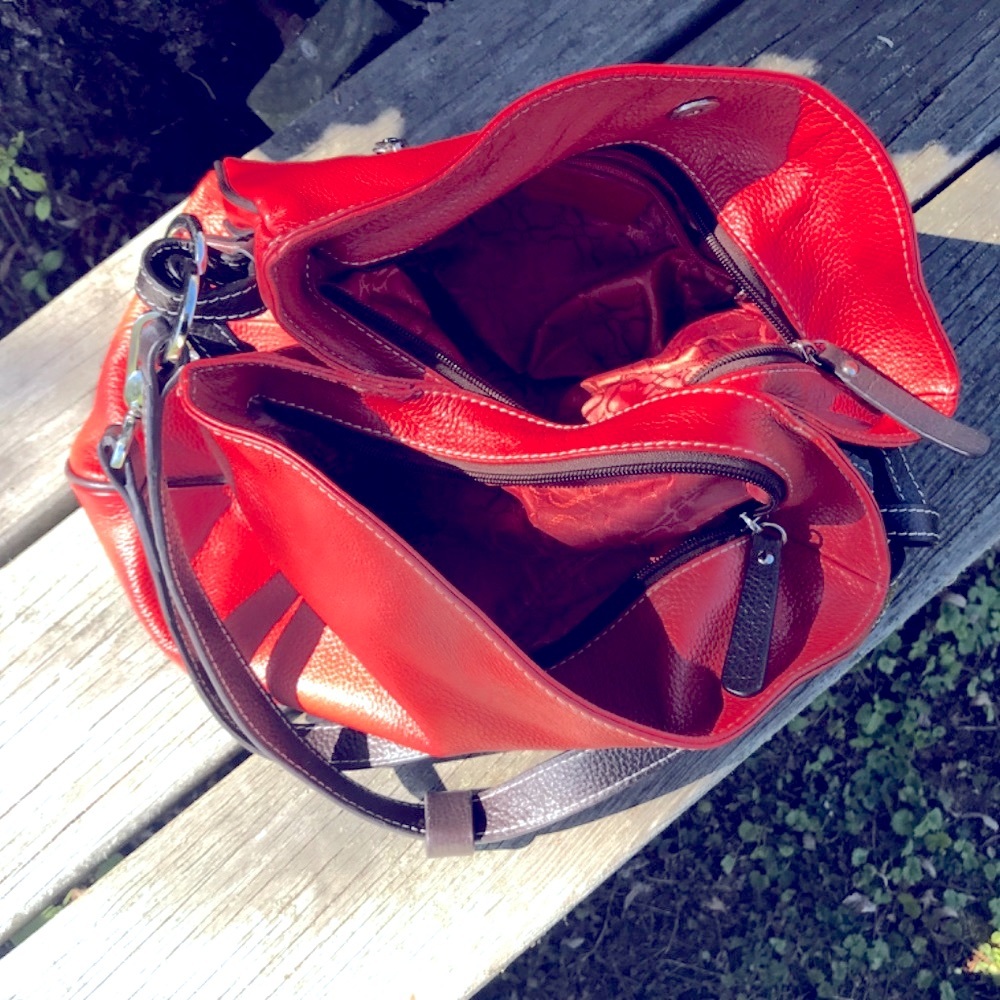 Vera Pelle Italian Soft Pebbled Leather Handbags Oran… - Gem